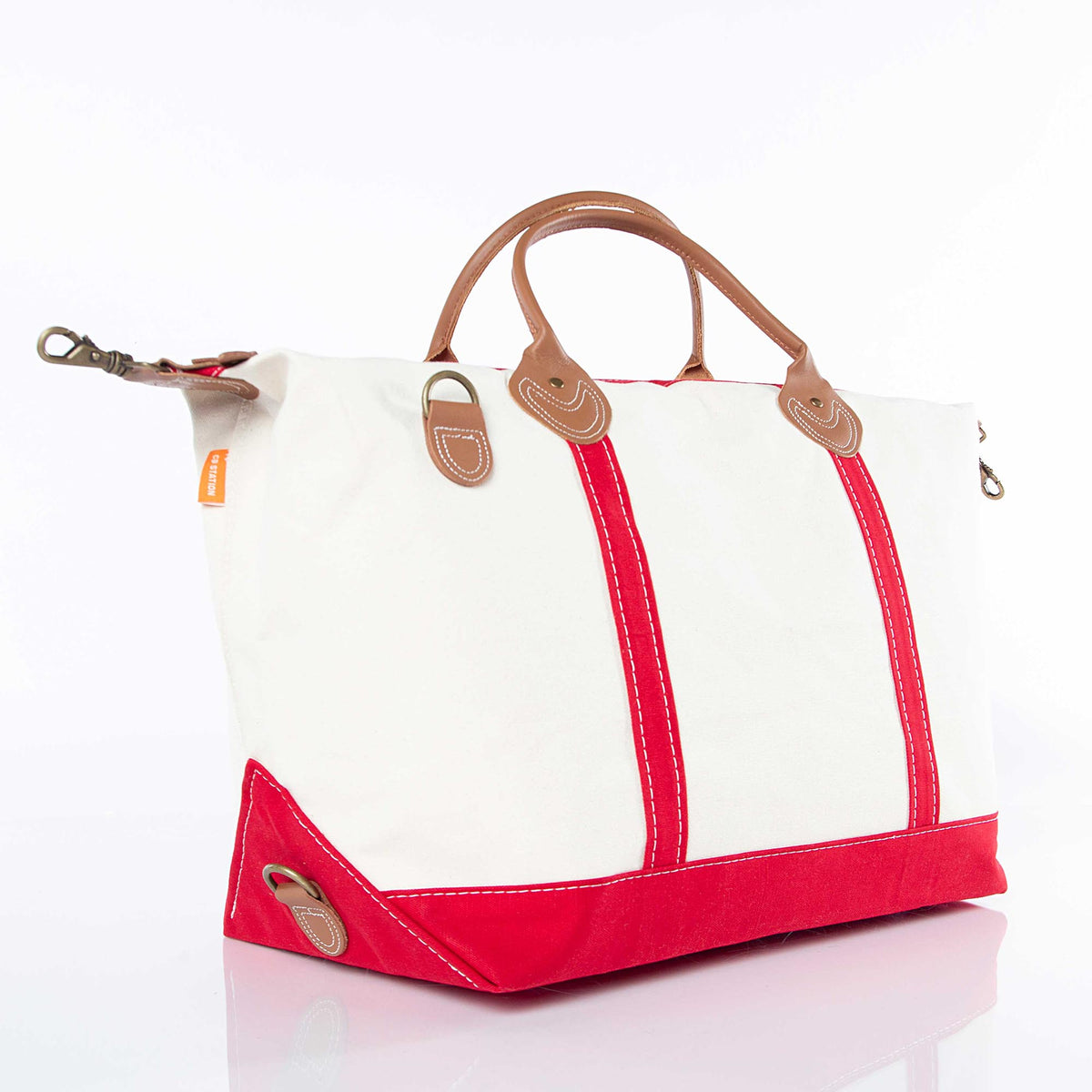 Weekender - Canvas & Leather Travel Bag -- Red – Blanks for Crafters