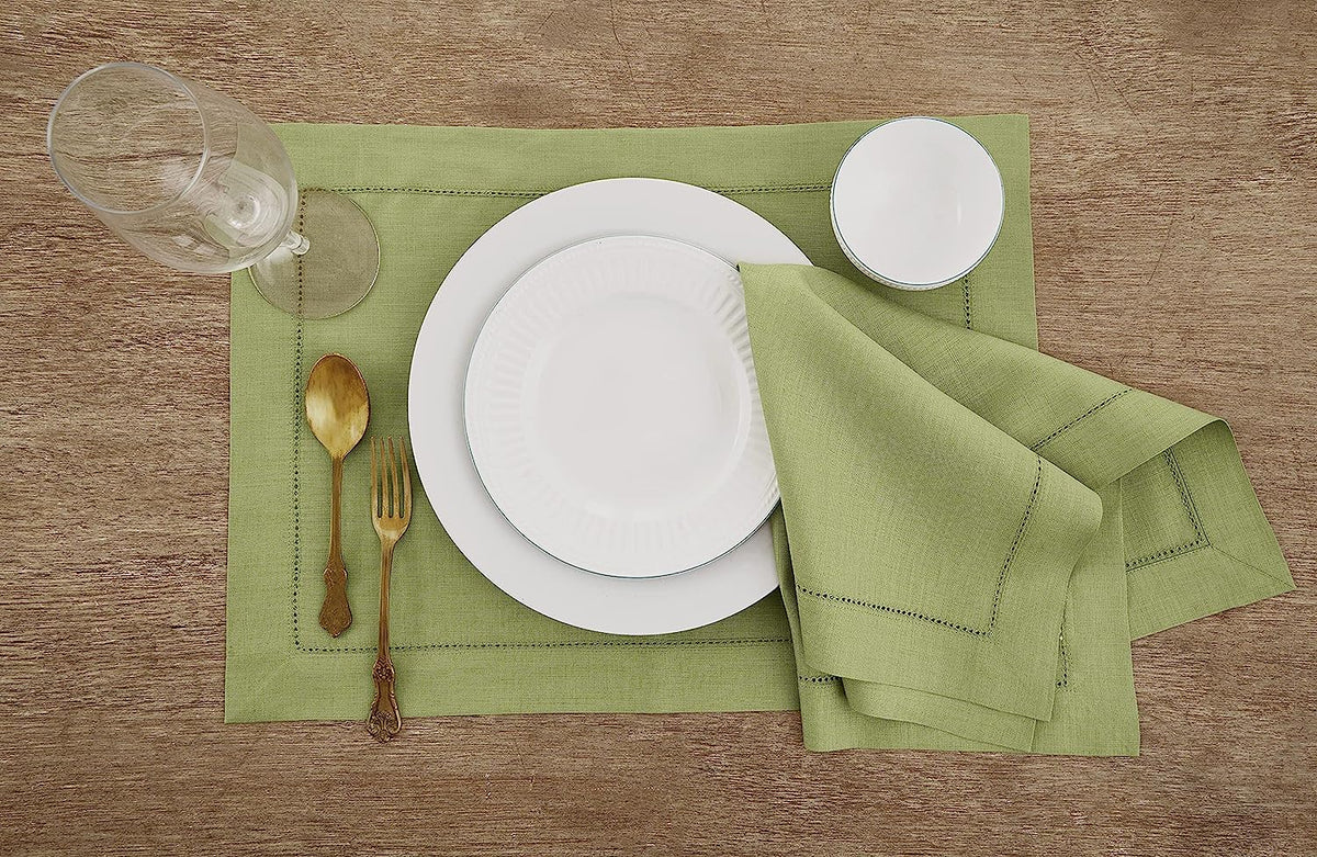 Hemstitched Table Linens (Moss Green Color) – Blanks for Crafters