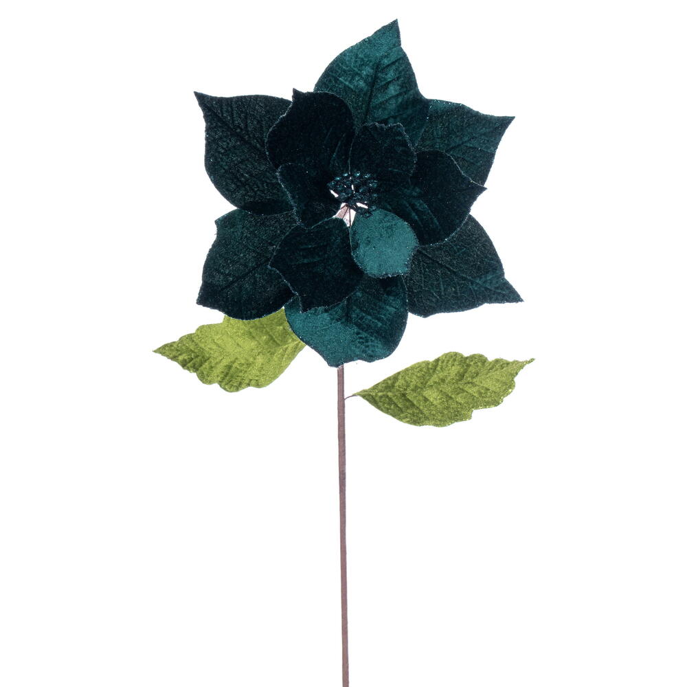 Midnight Green Color - Poinsettia Classic Velvet (with Glitter Border ...