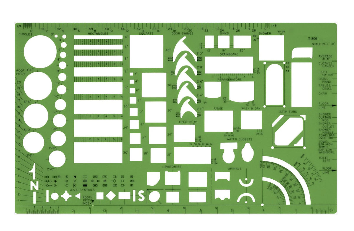 Westcott® -- Architectural Technical Drawing Template -- 1/4" Scale ...