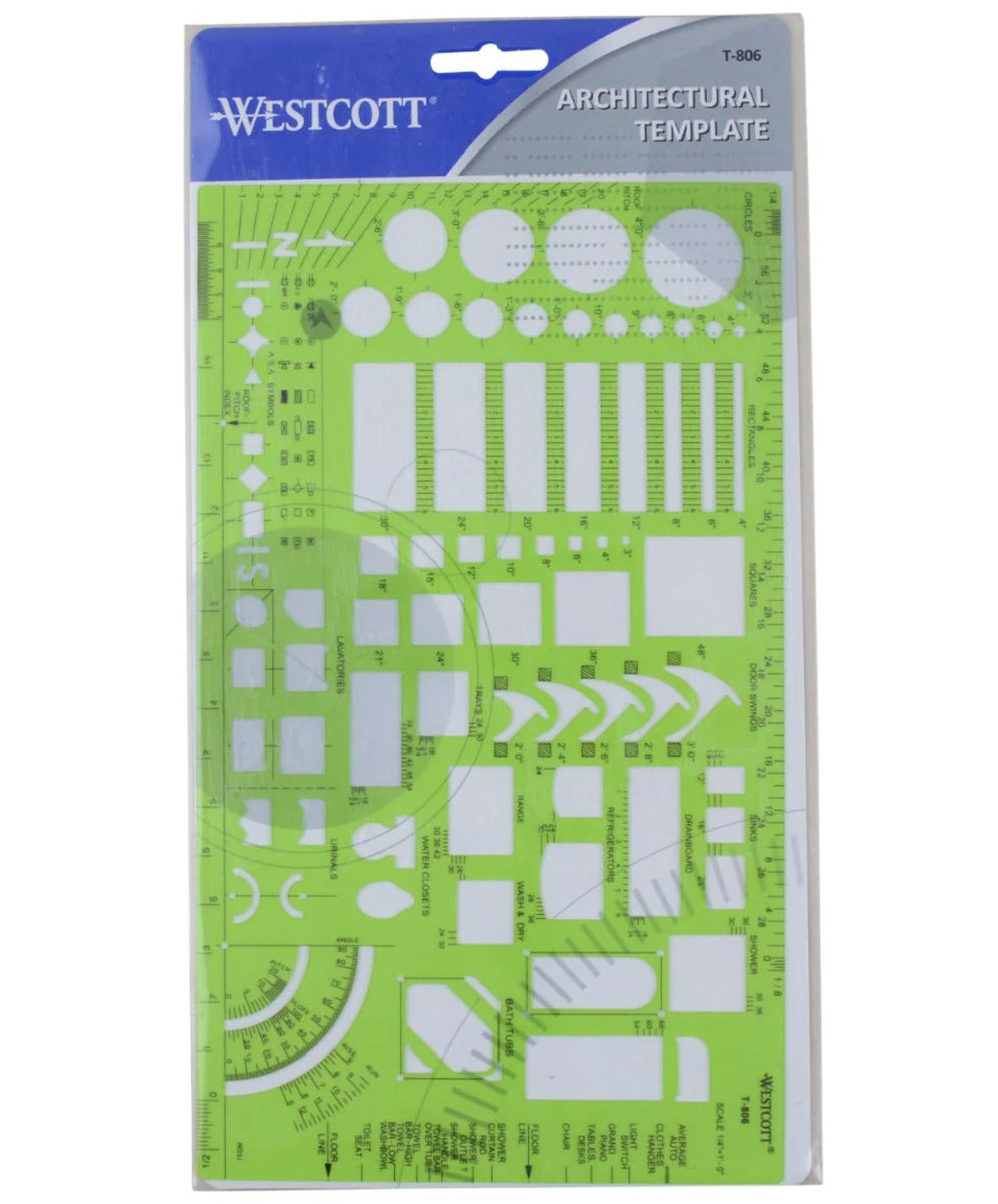 Westcott® -- Architectural Technical Drawing Template -- 1/4" Scale ...
