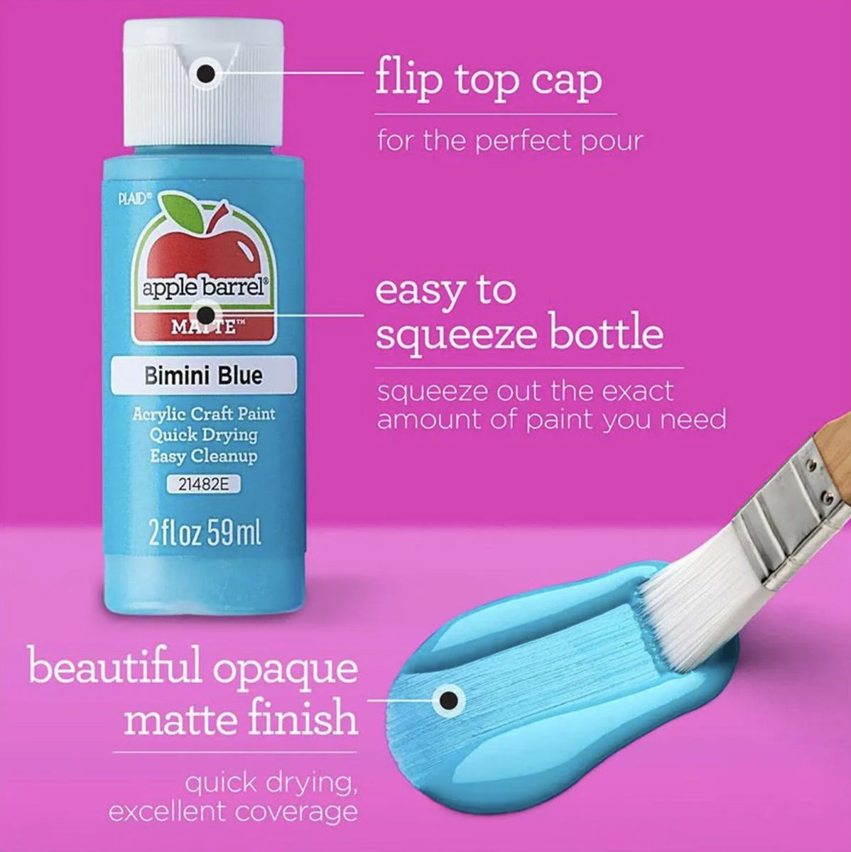 Apple Barrel® Acrylic Paint — Matte — Bimini Blue Color — 2 oz ...