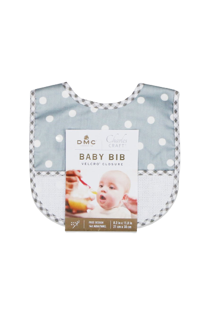 Charles Craft, Grey-White Baby Bib (8.2" x 11.8") with Aida count 14 ...