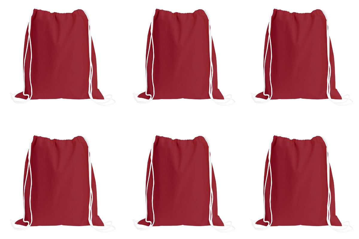 Sport Drawstring Bag, 100% Cotton, Red Color – Blanks for Crafters